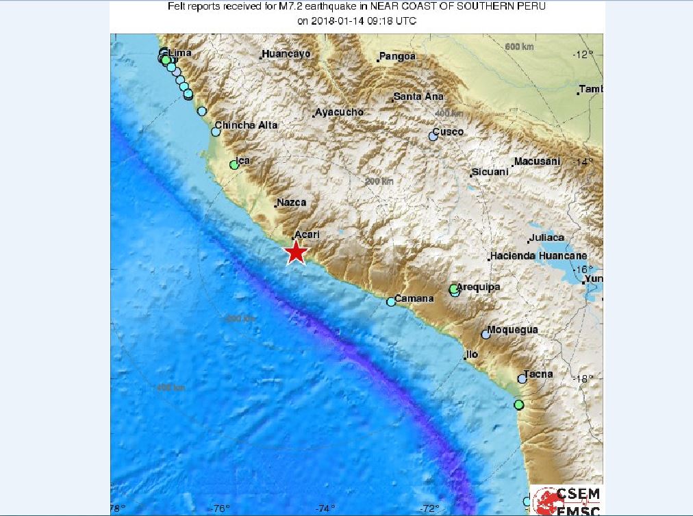 Perù: Terremoto di Magnitudo 7.1 e pericolo tsunami, morte due persone